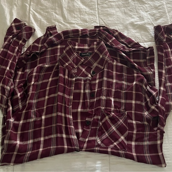 Amaryllis | Jackets & Coats | Amaryllis Fall Plaid Maroon Shacket ...